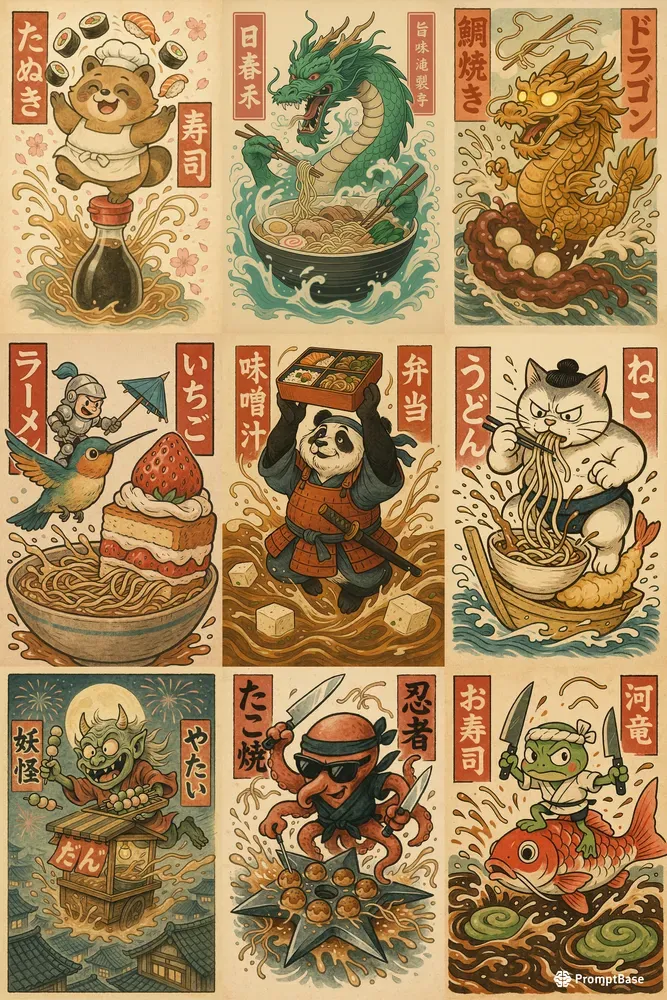 Traditional Japanese Poster Art ChatGPT Image Prompt | PromptBase
