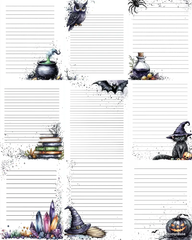 Witchy Aesthetic Lined Writing Paper Midjourney Prompt | PromptBase