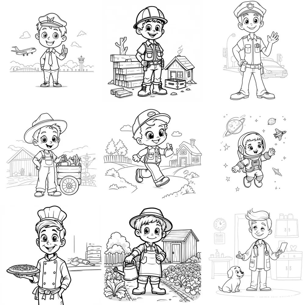 Occupational Kids Coloring page FLUX Prompt | PromptBase