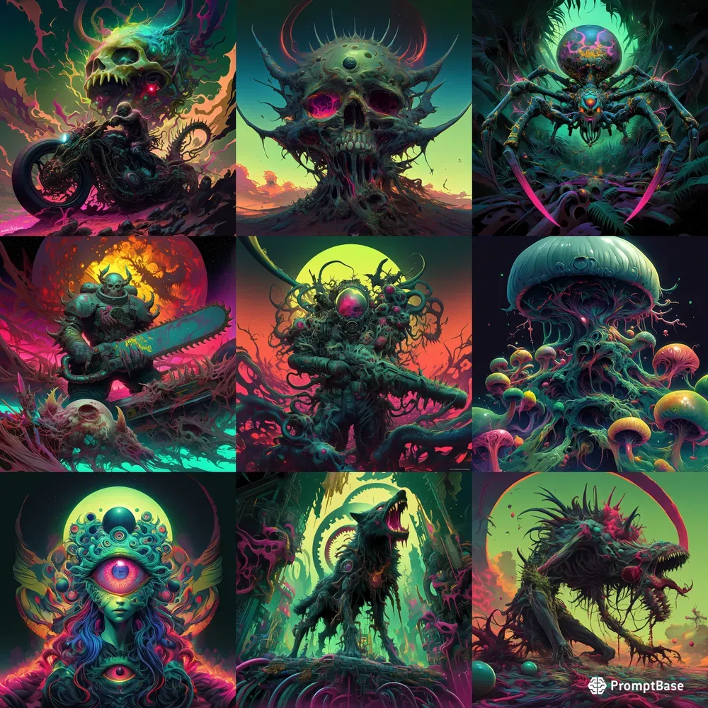 Toxic Space Scifi Horror Art Midjourney Prompt | PromptBase