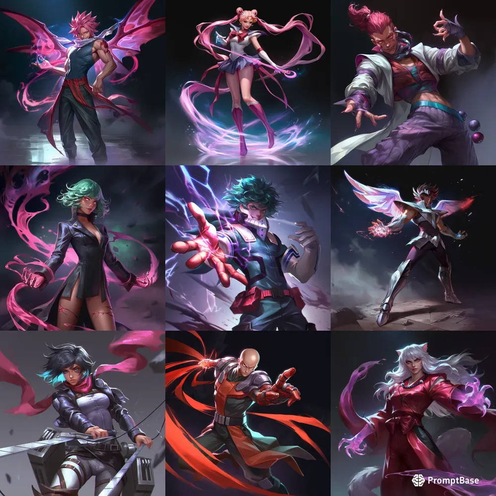 Anime Dynamic Character Art Midjourney Prompt | PromptBase