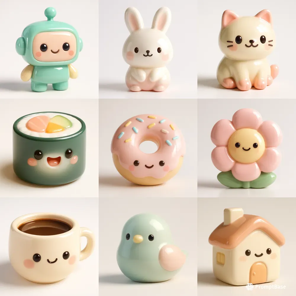 Ceramic Cute Kawaii 3Ds ChatGPT Image Prompt | PromptBase