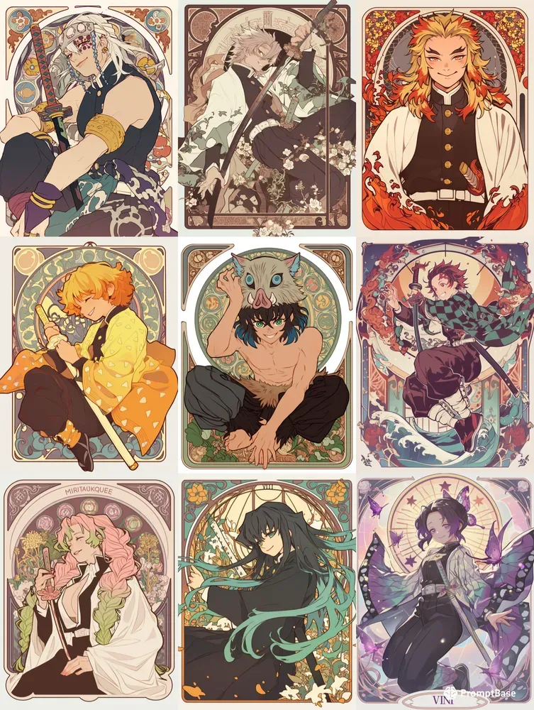 Demon Slayer Tarot Cards Midjourney Prompt | PromptBase