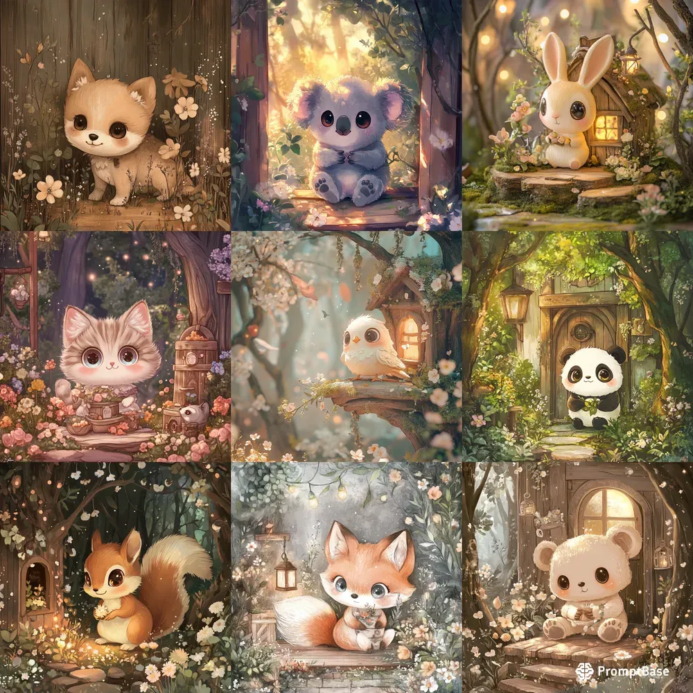 Chibi Cottagecore Charms Midjourney Prompt | PromptBase