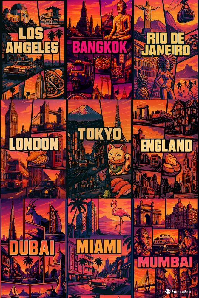 Gta 6style City Poster Collages ChatGPT Image Prompt | PromptBase