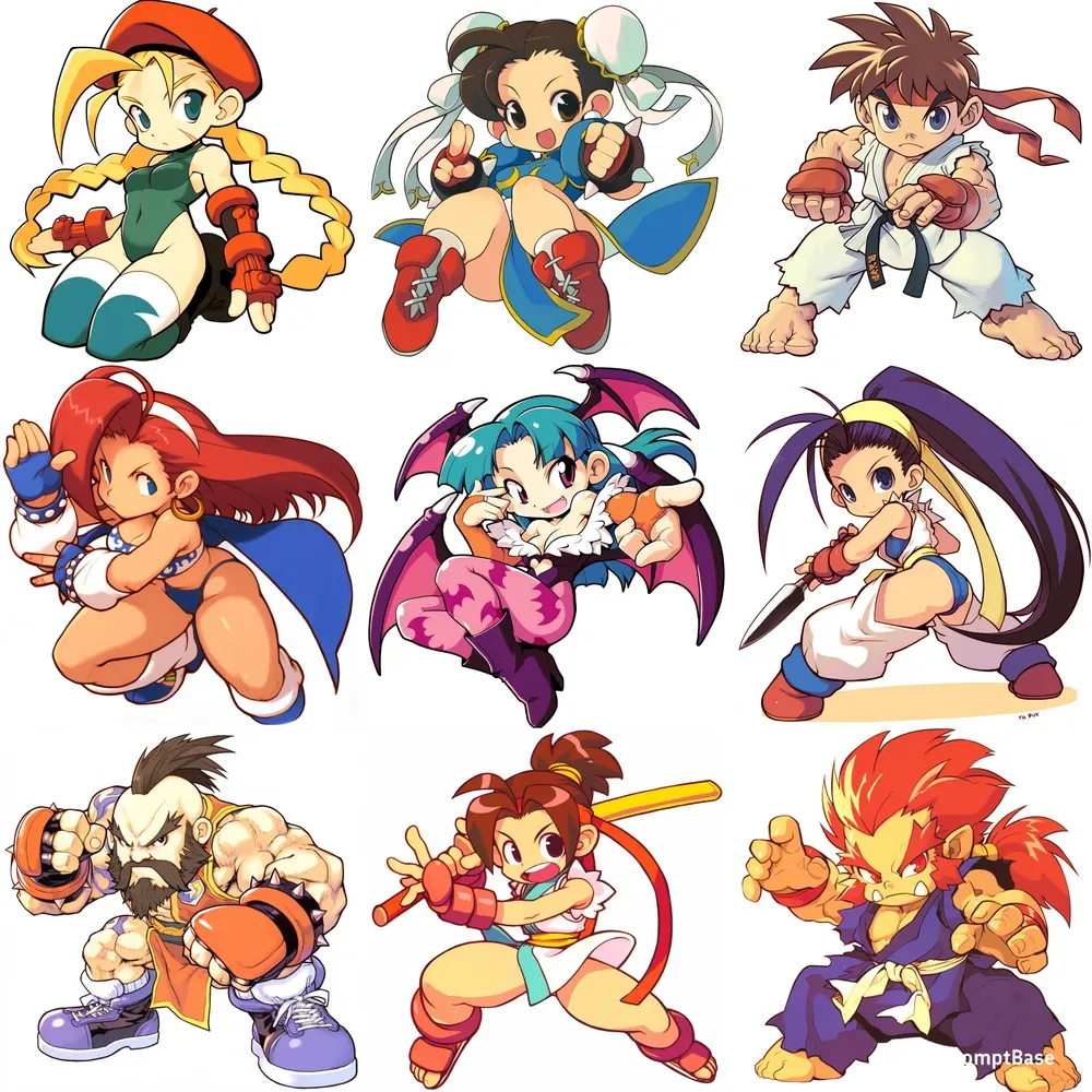 Chibi Pocket Fighter Characters Midjourney Prompt | PromptBase