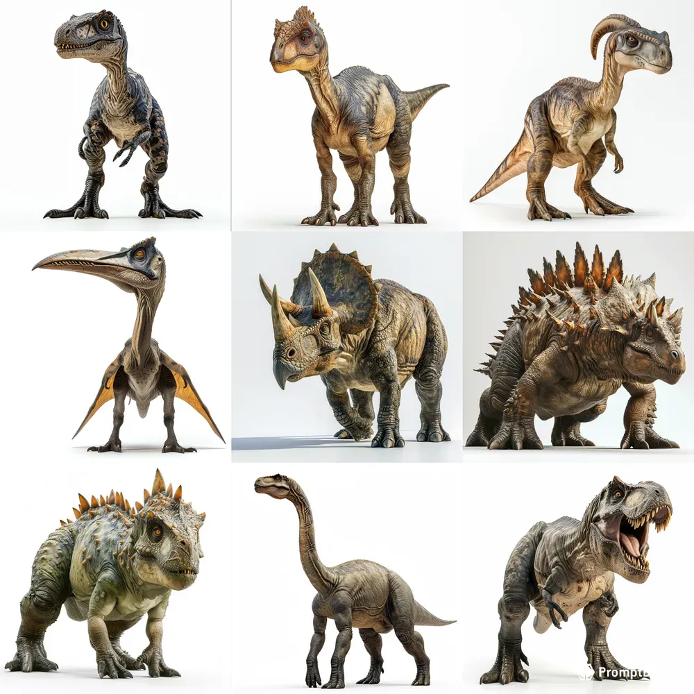 Realistic Photo Rendering Dinosaurs Midjourney Prompt | PromptBase