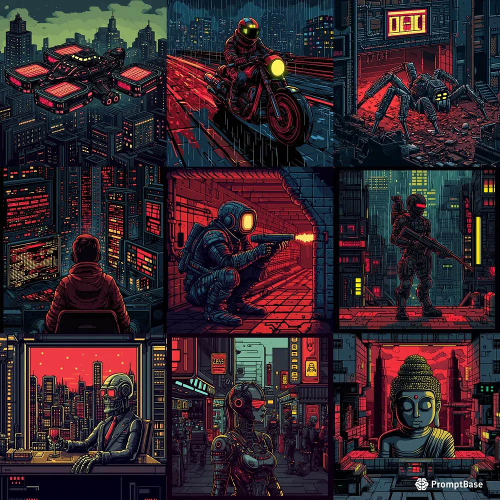8bit Cyberpunk Pixel Art Midjourney Prompt | PromptBase