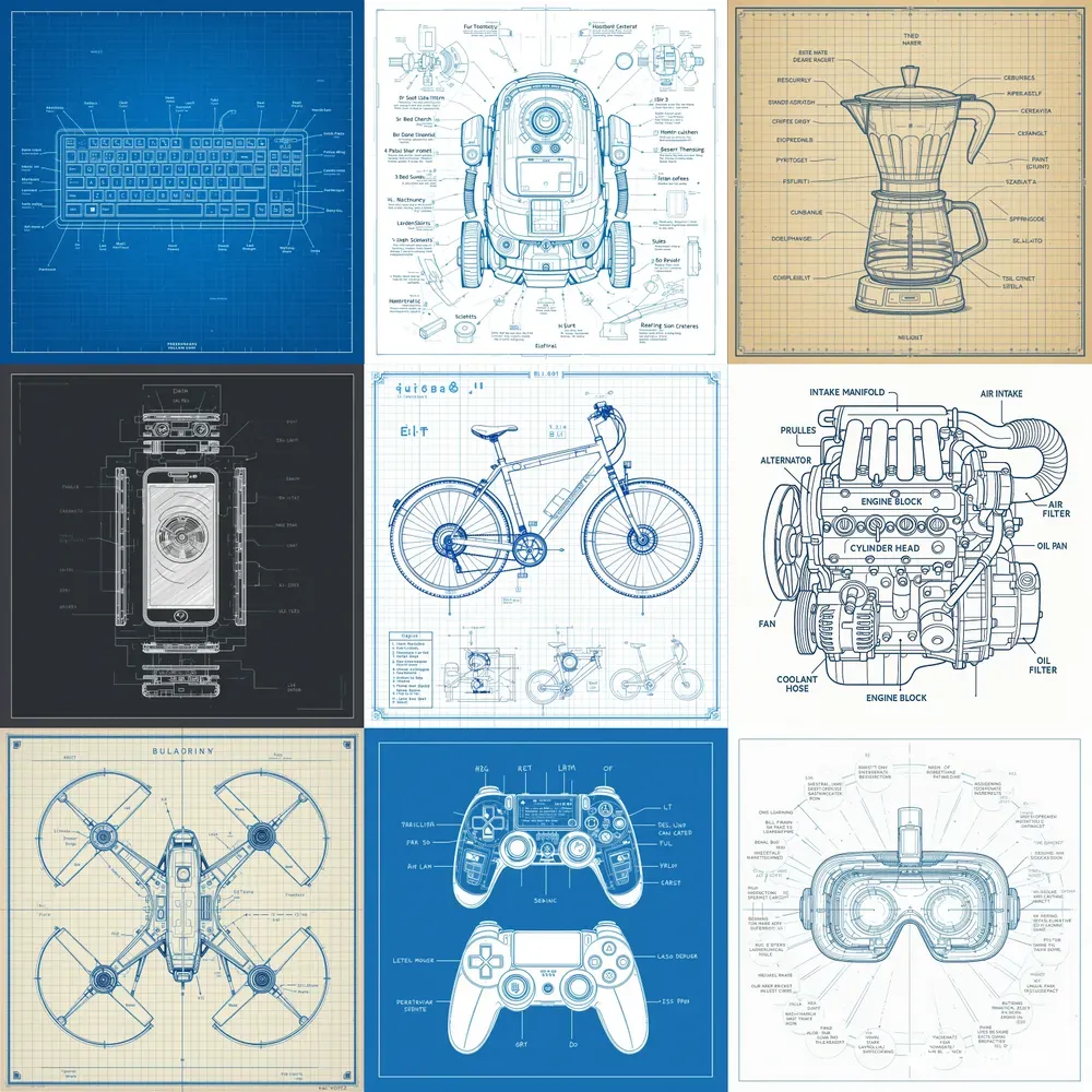 Modern Gadget Blueprint Templates ChatGPT Image Prompt | PromptBase