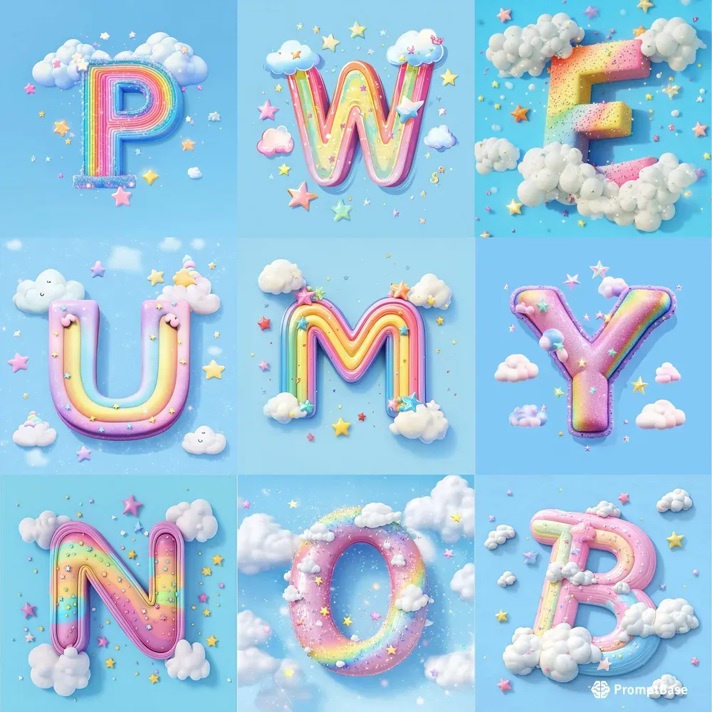 Cloudy Rainbow Dreamy Scripts Midjourney Prompt | PromptBase