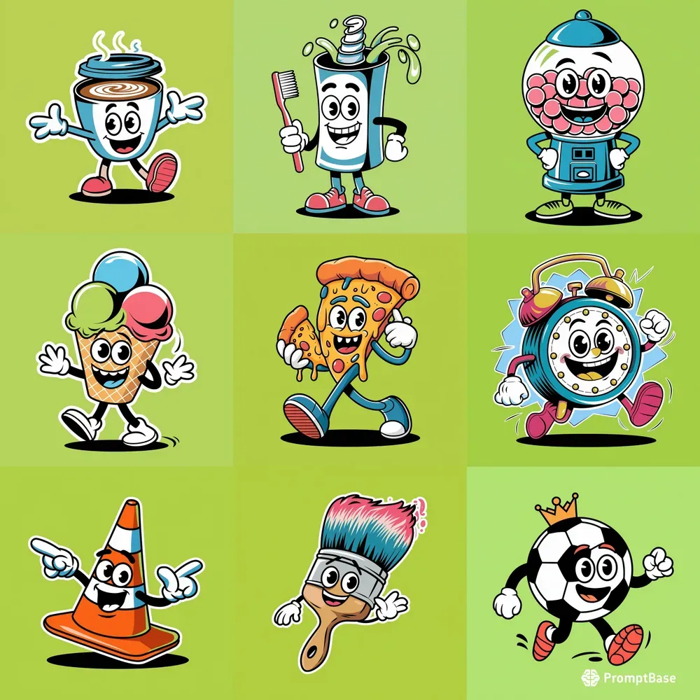 Quirky Cartoon Object Characters Ideogram Prompt | PromptBase