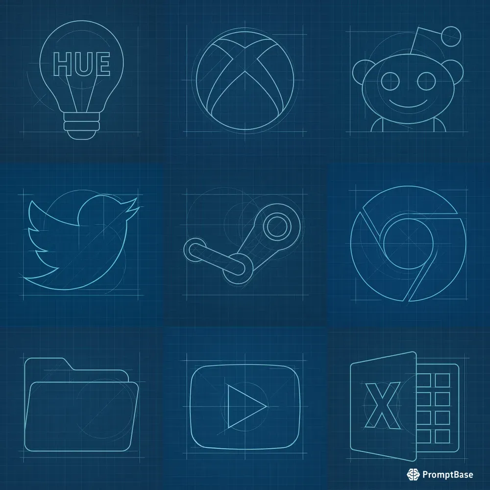 Technical Blueprint Stream Deck Icons ChatGPT Image Prompt | PromptBase