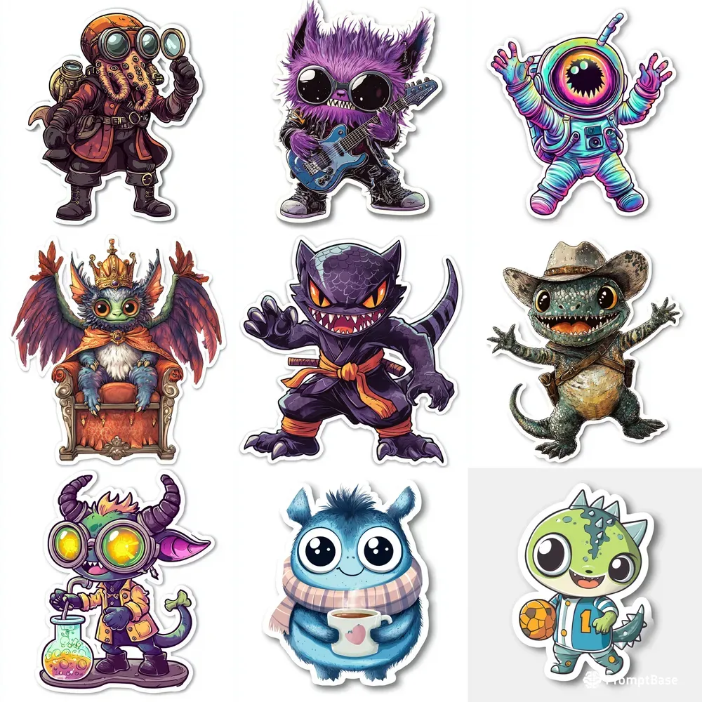 Cute Monster Stickers Midjourney Prompt | PromptBase