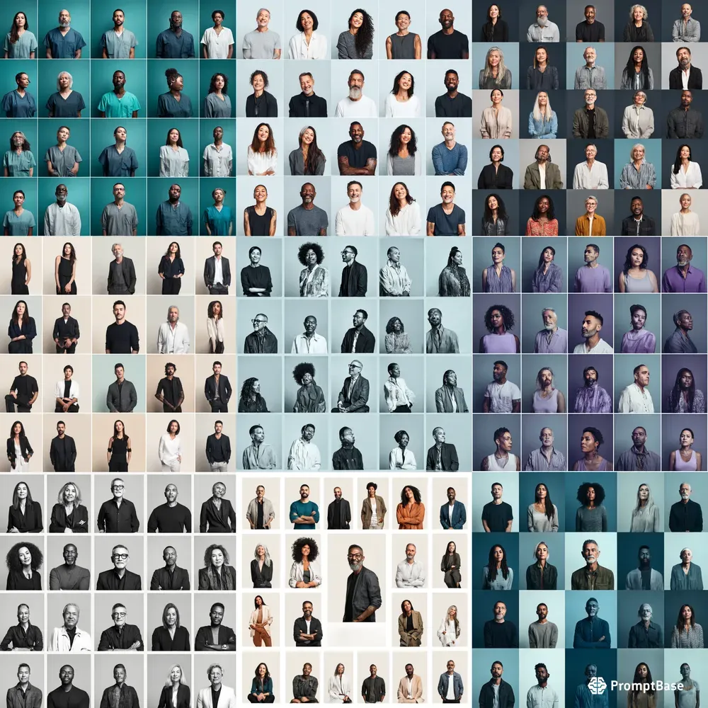 Studio Portrait Grids Midjourney Prompt | PromptBase