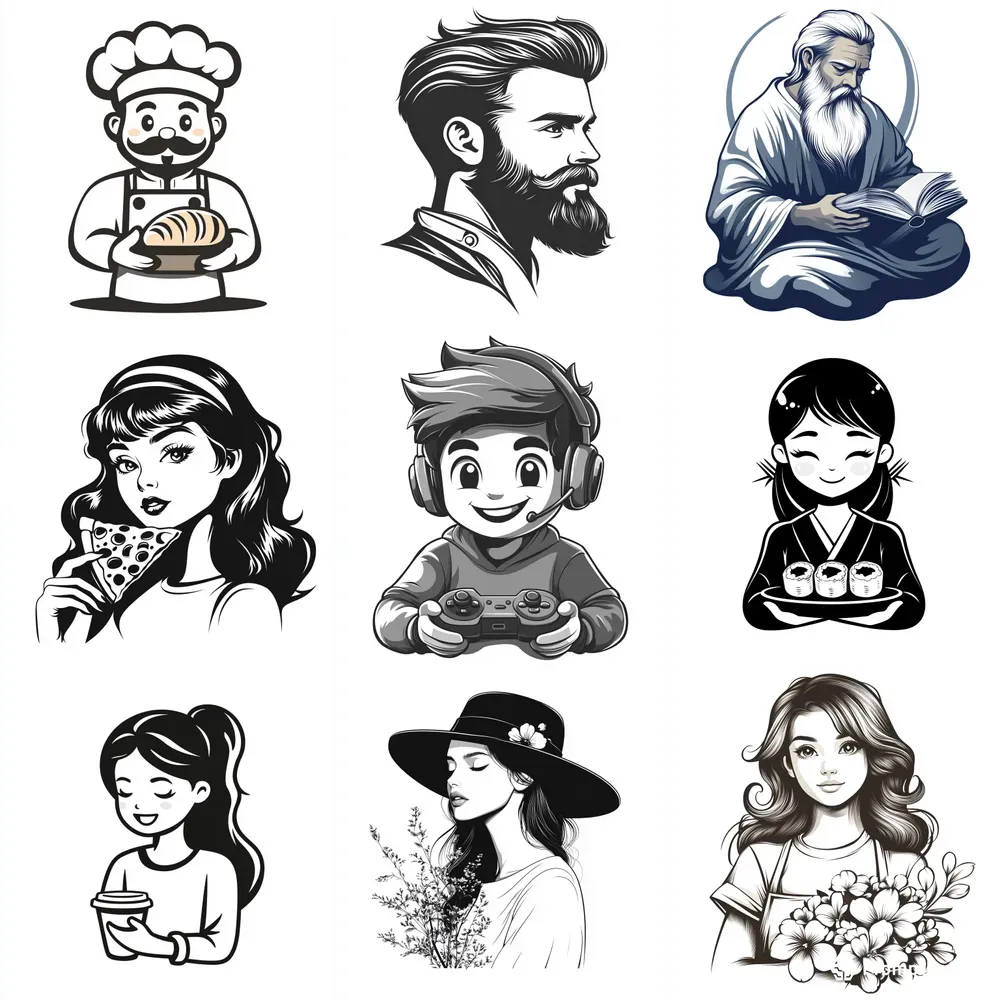 Simple Vector Characters For Logos Midjourney Prompt | PromptBase