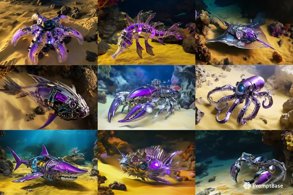 Purple Metallic Mechanic Creatures V2 Midjourney Prompt | PromptBase