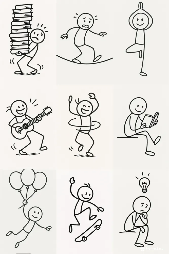Minimalist Action Stickfigure Style ChatGPT Image Prompt | PromptBase
