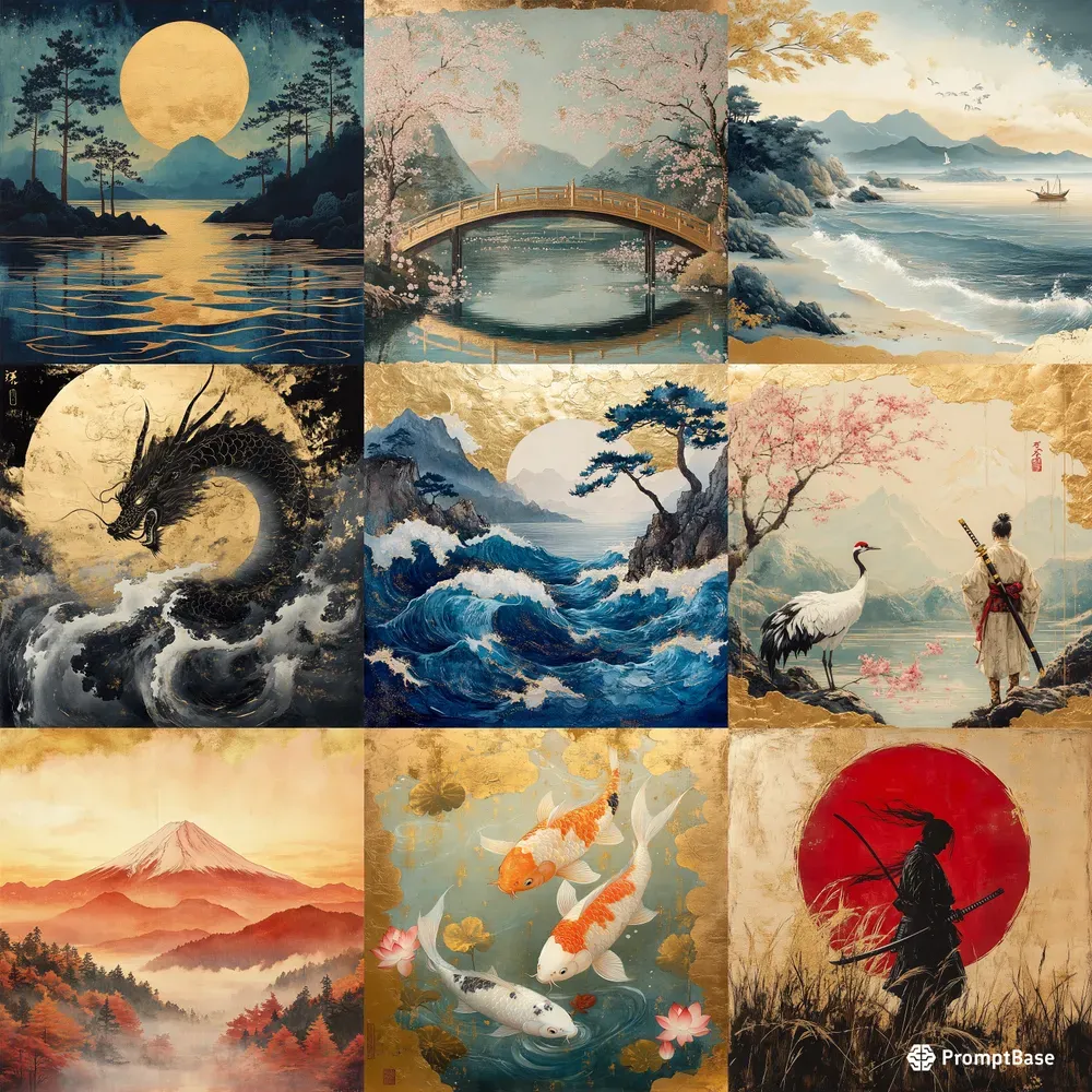 Japanese Ukiyo-e Inspired Art Midjourney Prompt | PromptBase