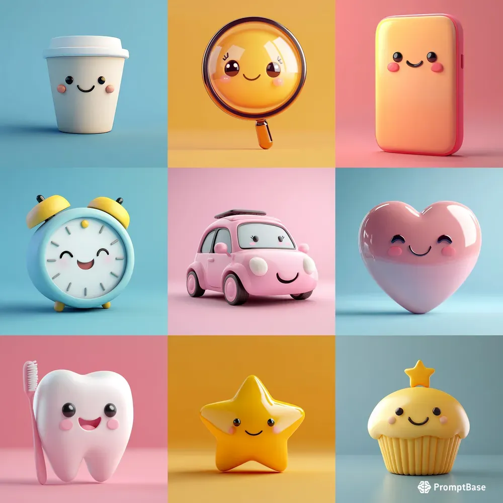 Adorable 3D Kawaii Object Illustrations Midjourney Prompt | PromptBase