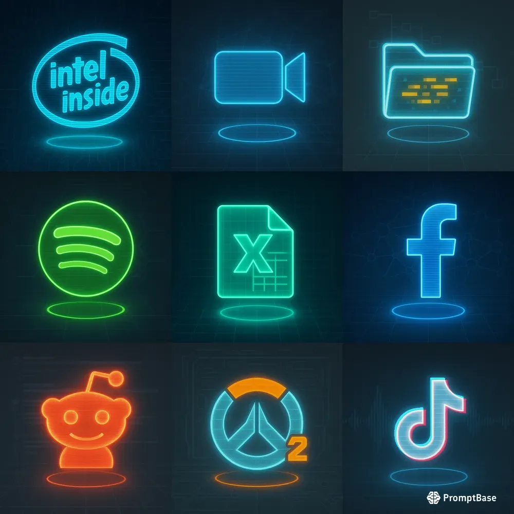 Holographic Hud Stream Deck Icons ChatGPT Image Prompt | PromptBase