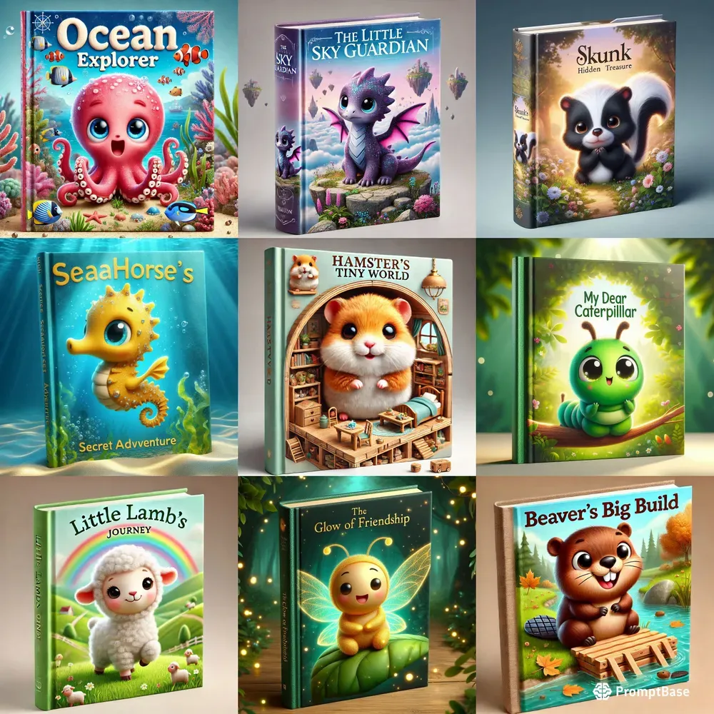 3D Animal Book Cover Templates DALL·E Prompt | PromptBase