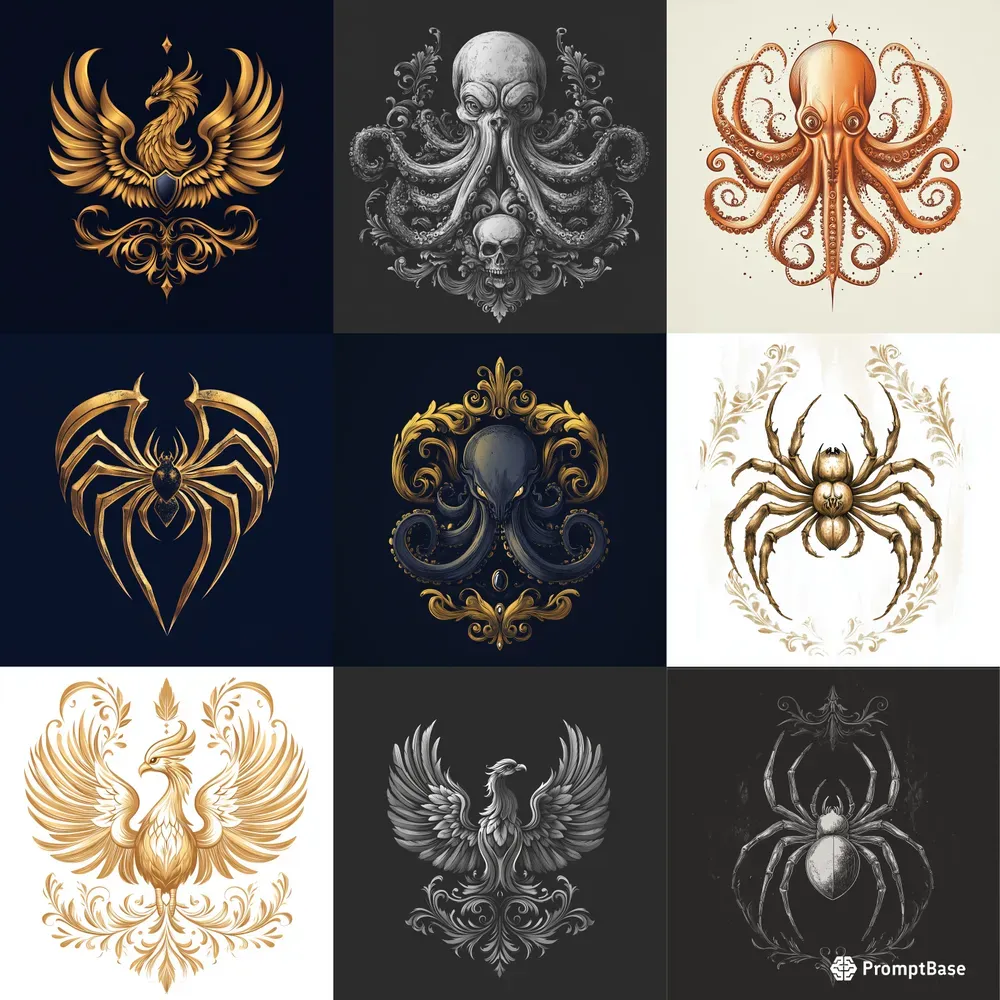 Fantasy Emblem Logos Heraldic Vector Midjourney Prompt | PromptBase