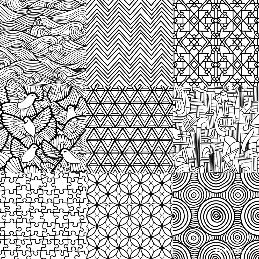 Satisfying Patterns Coloring Book Pages Midjourney Prompt | PromptBase