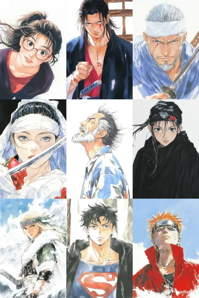 Takehiko Inoue Style Colored Manga Art Midjourney Prompt | PromptBase