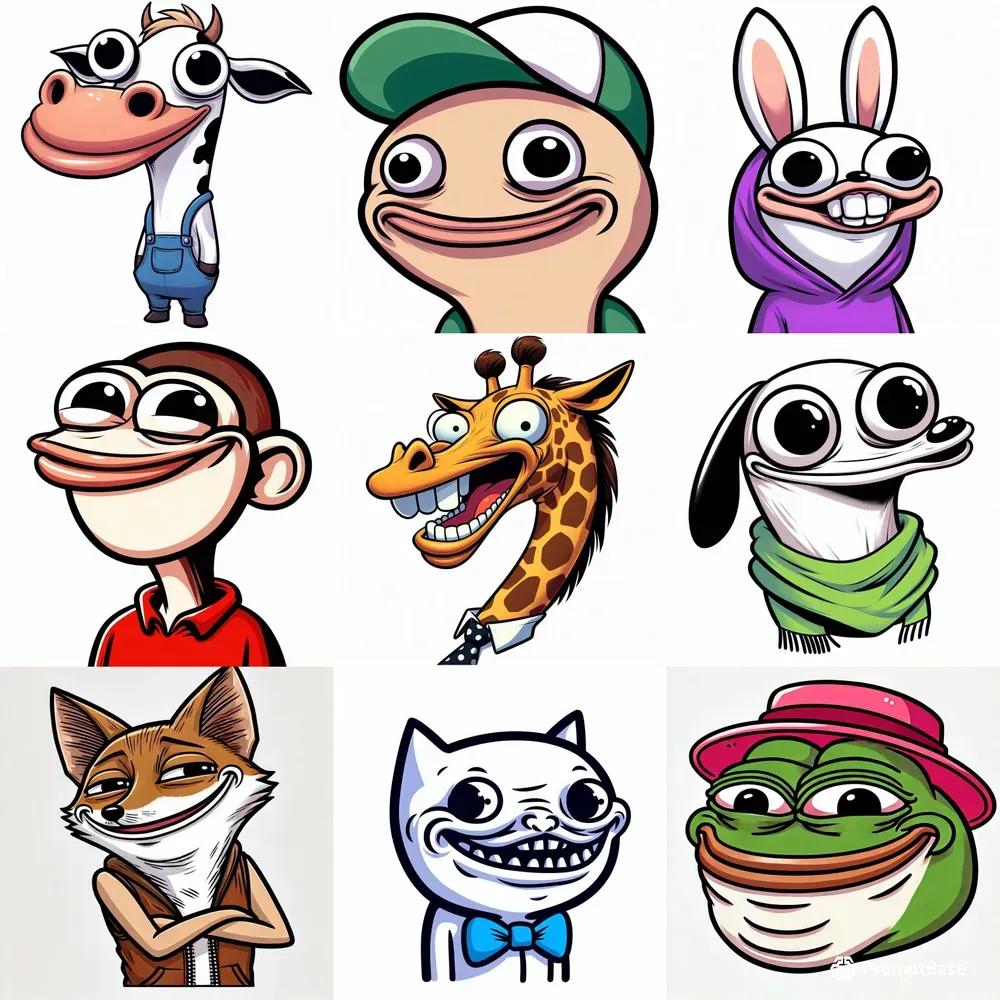 Quirky Cartoon Meme Characters DALL·E Prompt | PromptBase