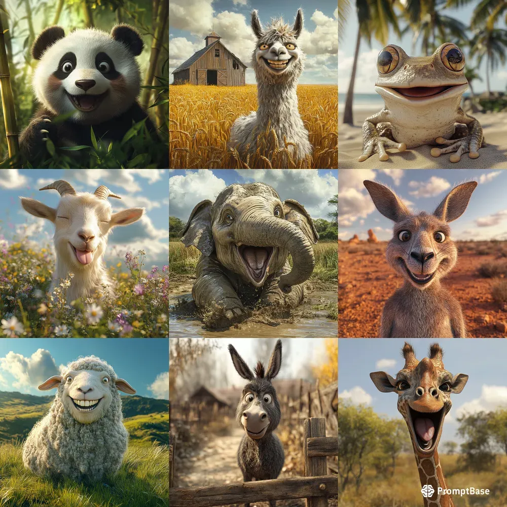 Goofy Realistic Animal Portraits Midjourney Prompt | PromptBase