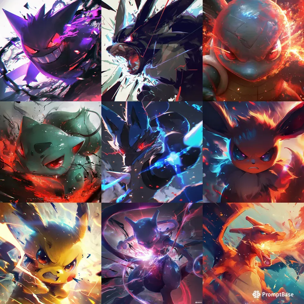 Dynamic Pokemon Wallpapers Midjourney Prompt | PromptBase