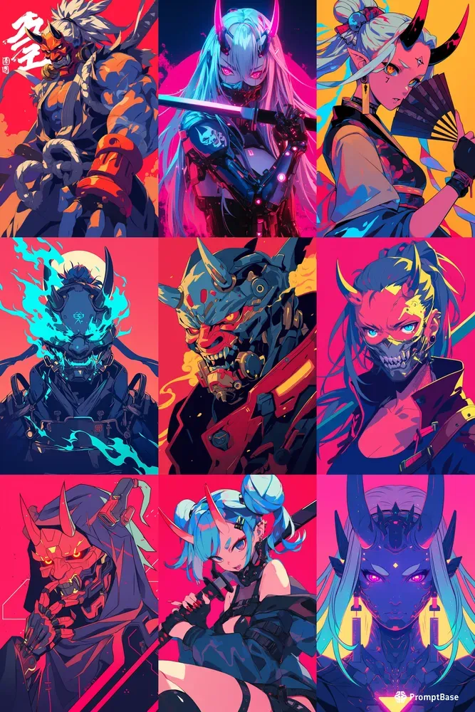 Cyber Oni Demon Posters Midjourney Prompt | PromptBase