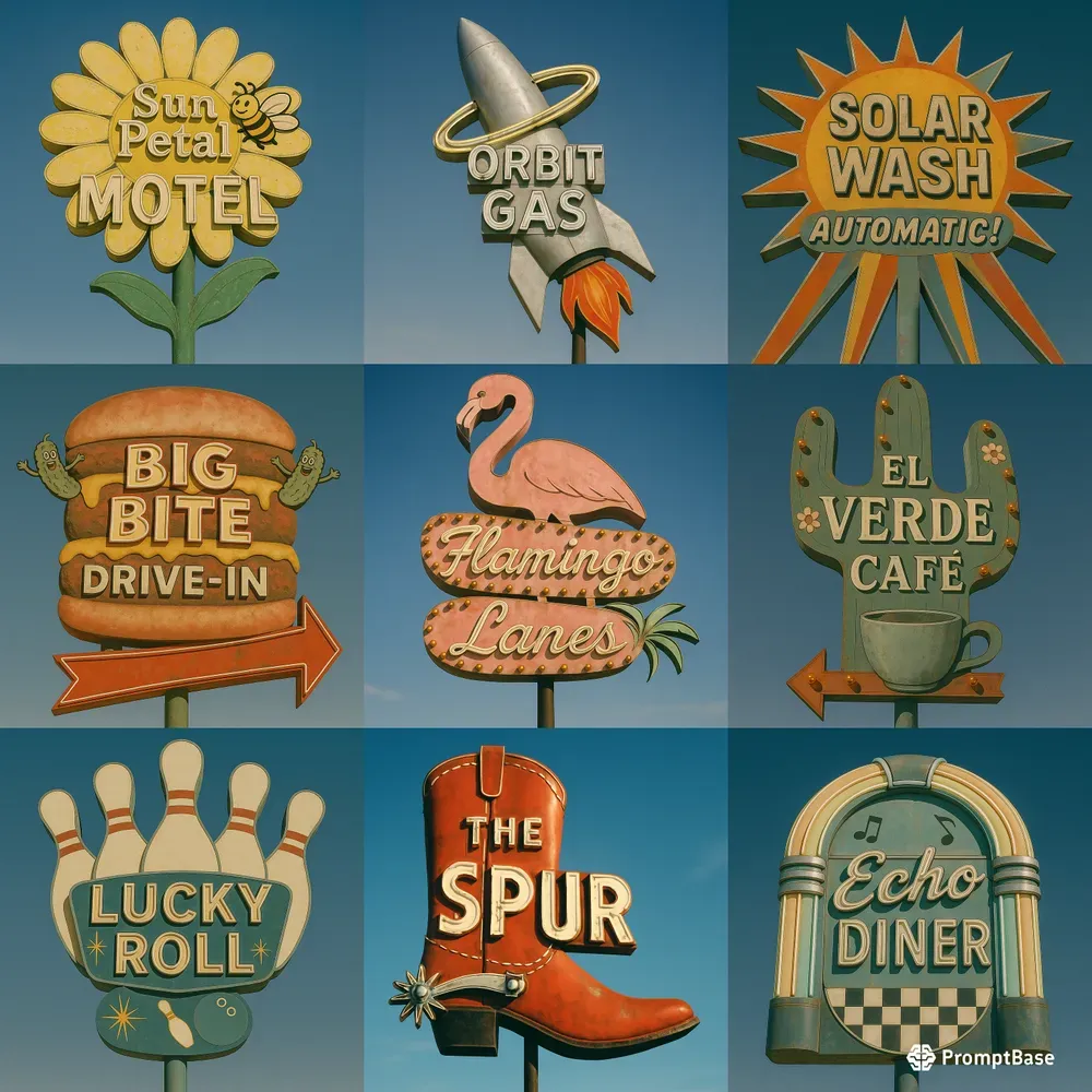Retro Roadside Signs ChatGPT Image Prompt | PromptBase