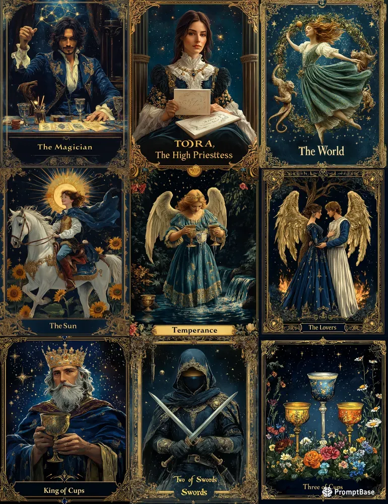 Celestial Tarot Cards With Vintage Magic Midjourney Prompt | PromptBase