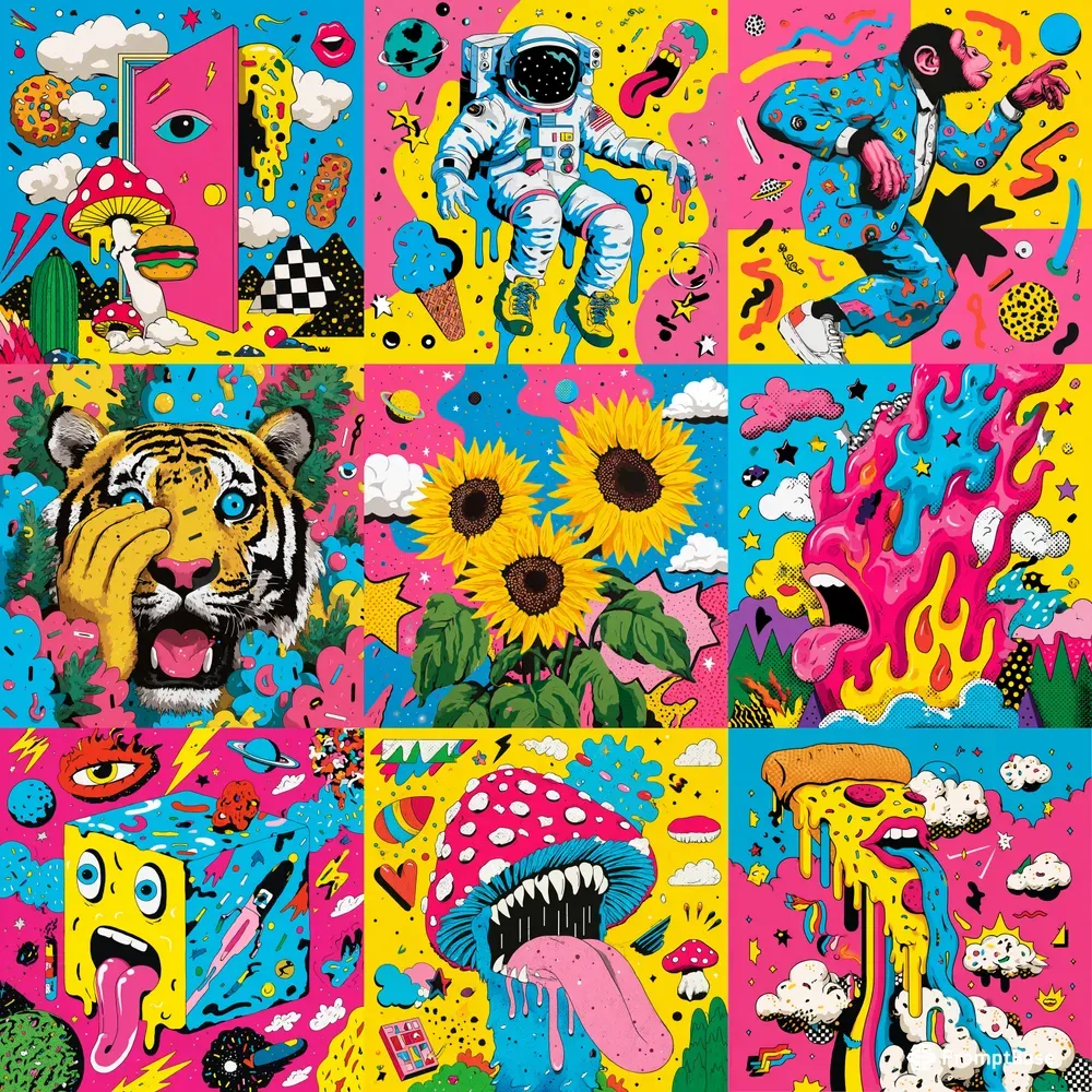Psychedelic Pop Art Illustrations Midjourney Prompt | PromptBase