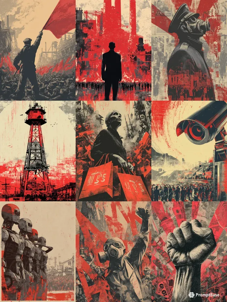 Dystopian Propaganda Poster Art Midjourney Prompt | PromptBase
