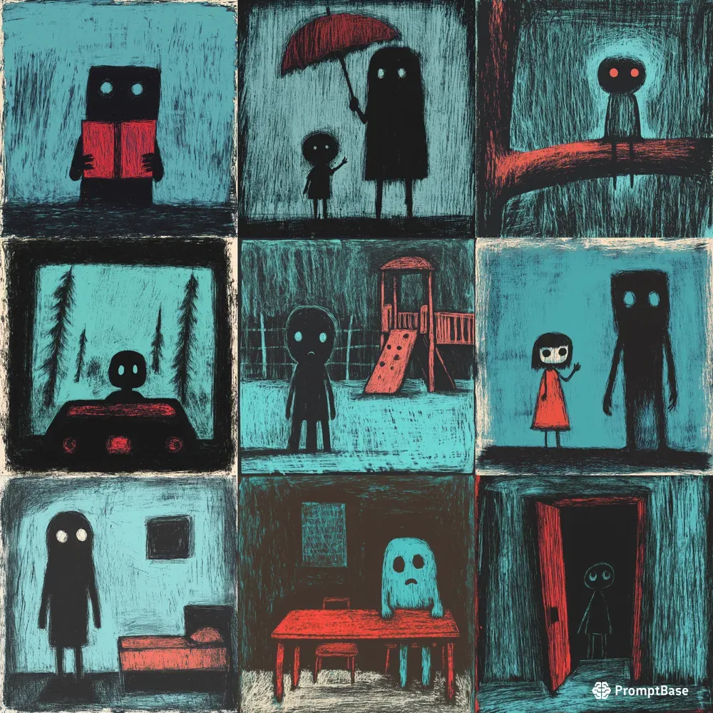 Tense Atmosphere Crayons Illustrations Midjourney Prompt | PromptBase