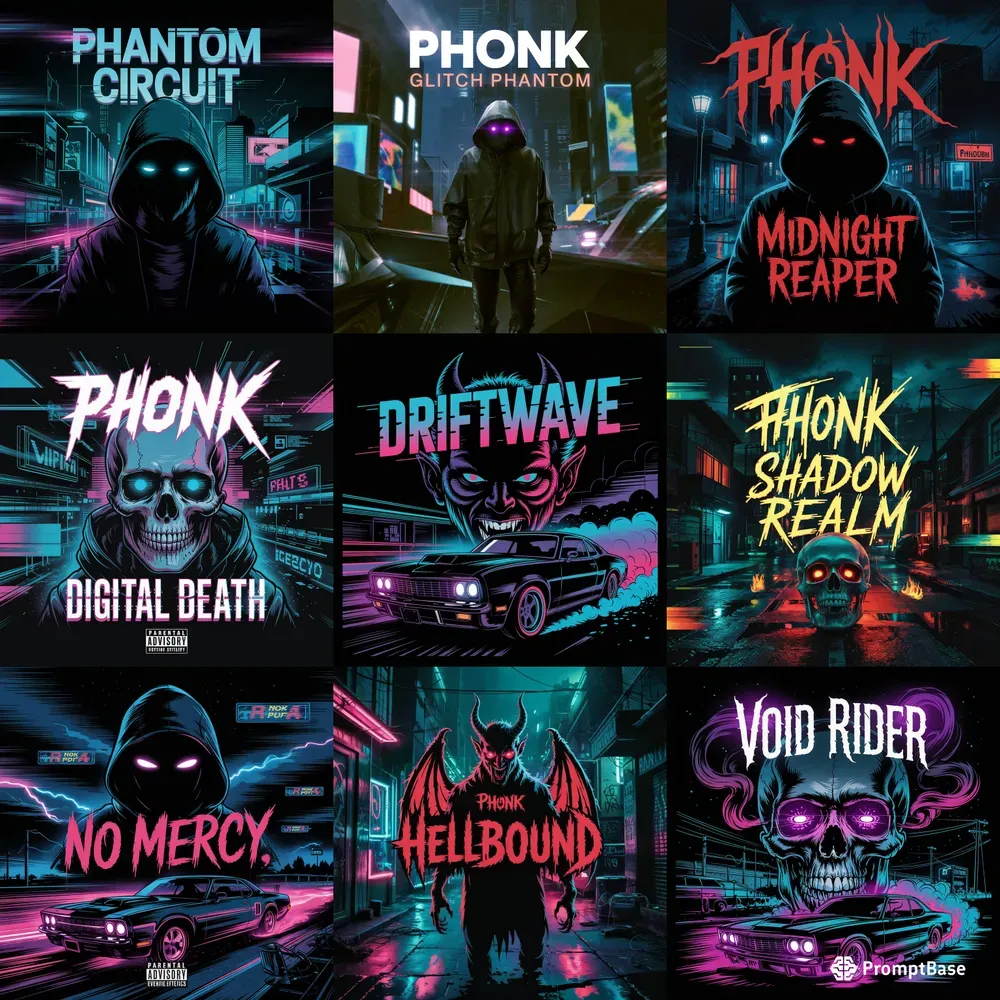 Phonk Album Covers Funk Songs Ideogram Prompt | PromptBase