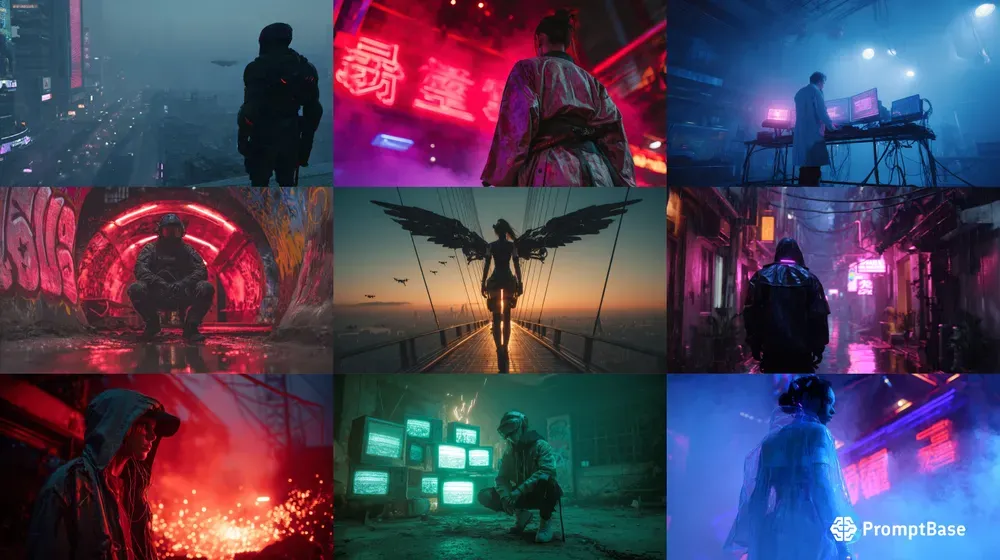 Cyberpunk Scene Templates Midjourney Prompt | PromptBase