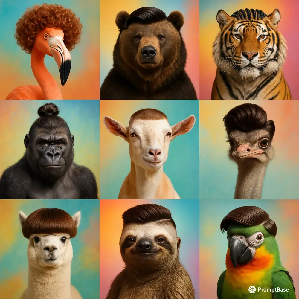 Animal Haircut Portraits ChatGPT Image Prompt | PromptBase