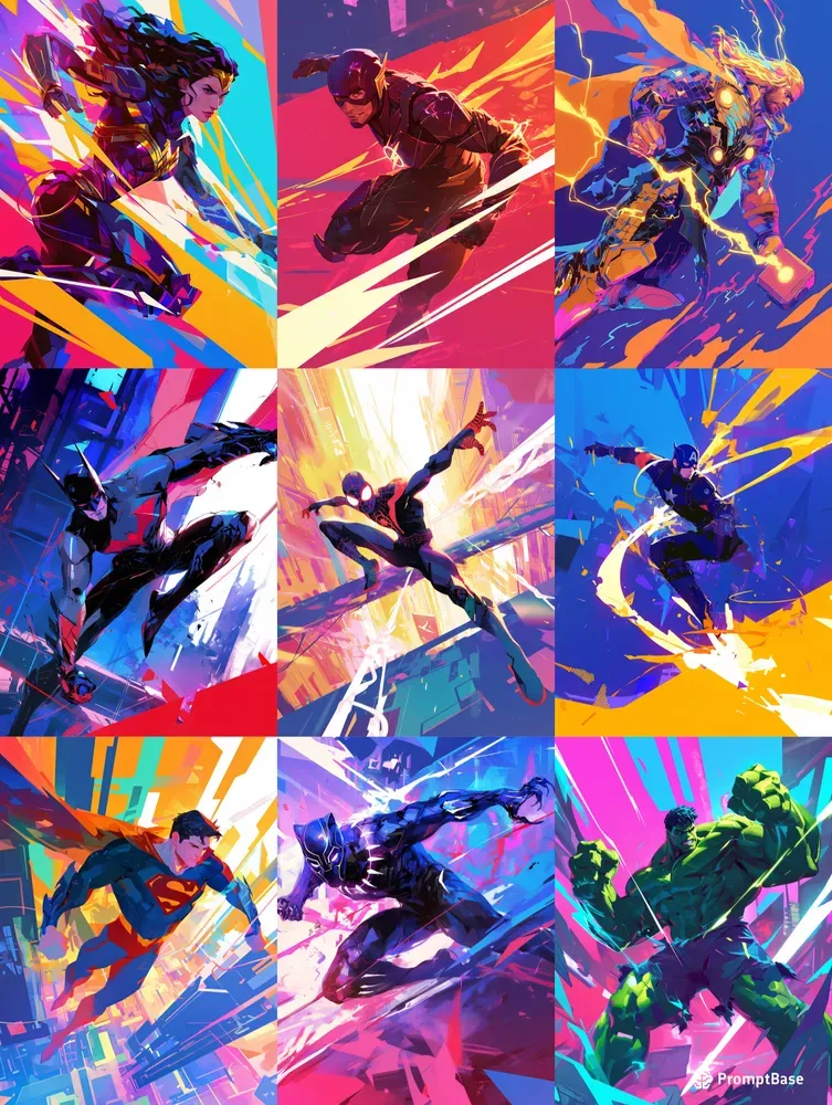 Comics Characters Minimalist Style Midjourney Prompt | PromptBase