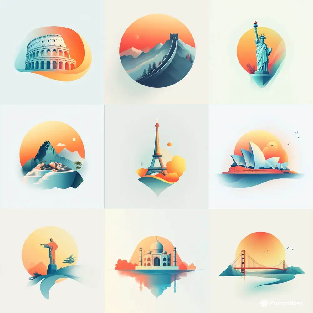 Universal Landmark Icon Blueprint Midjourney Prompt | PromptBase