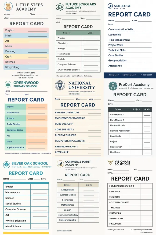 Realistic Report Card Templates ChatGPT Image Prompt | PromptBase