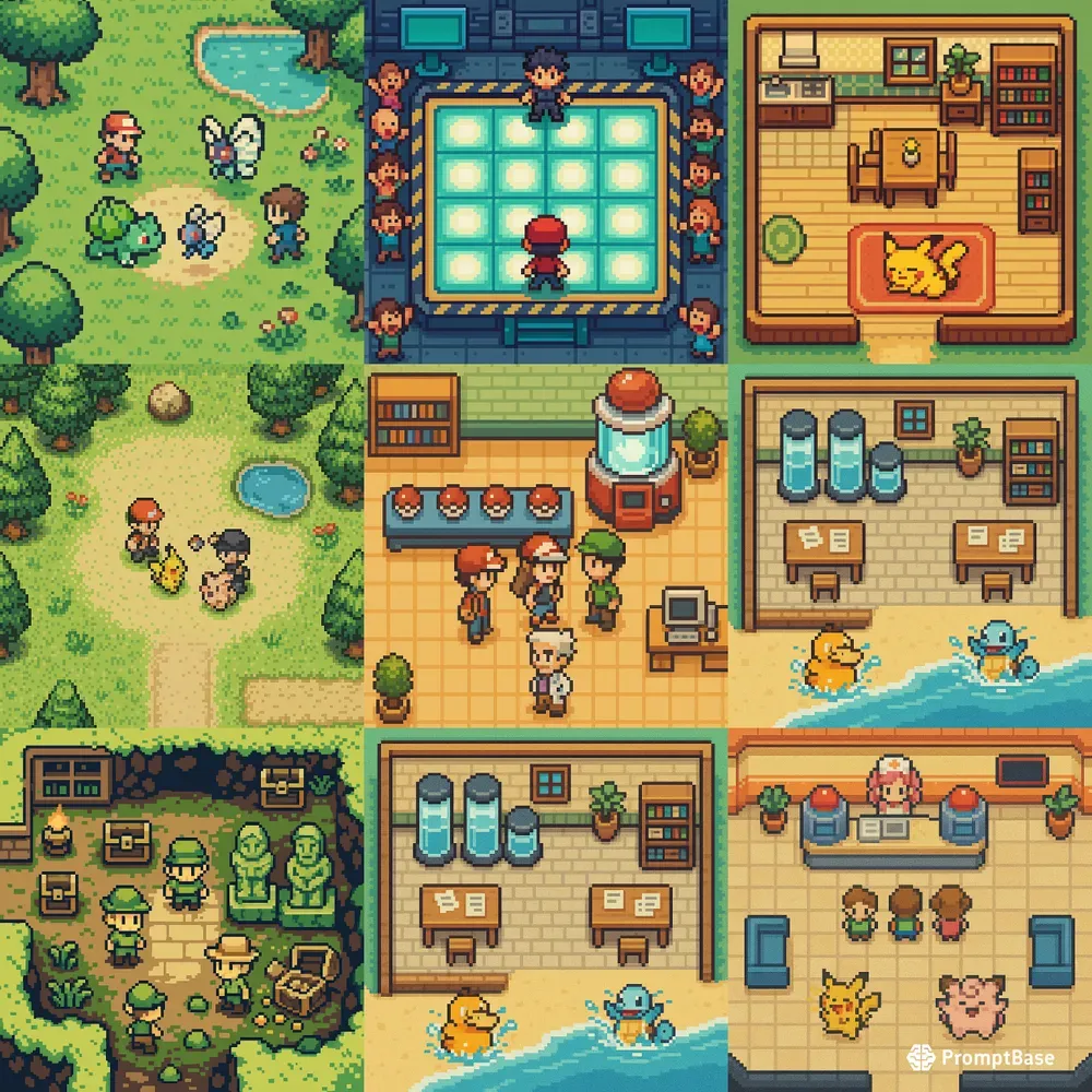 Isometric Pokemon Pixel Art Scenes ChatGPT Image Prompt | PromptBase