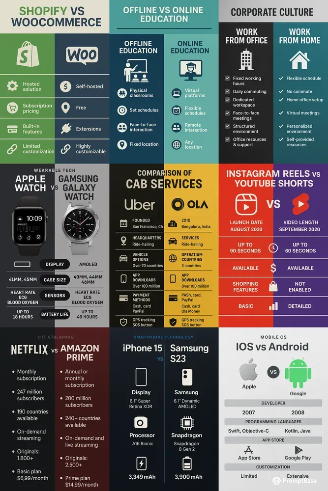 Infographic Templates For Comparison ChatGPT Image Prompt | PromptBase