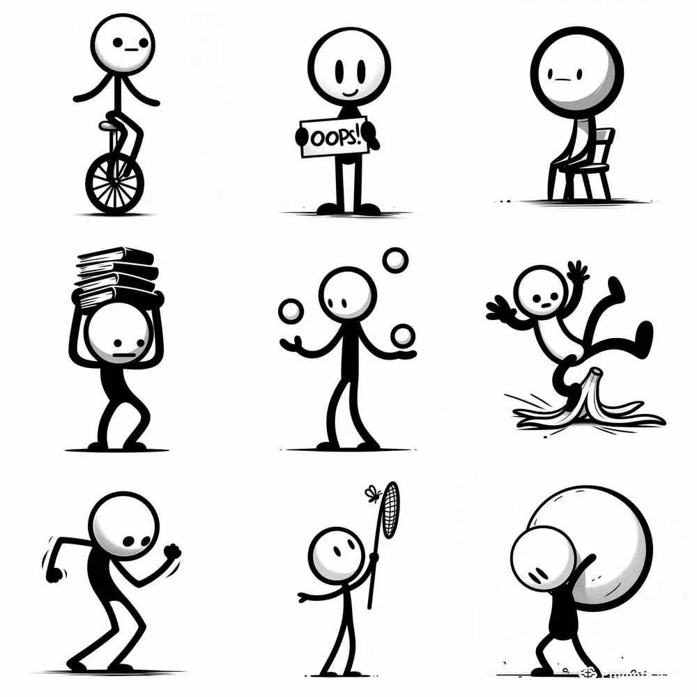 Simple Funny Stick Figures DALL·E Prompt | PromptBase