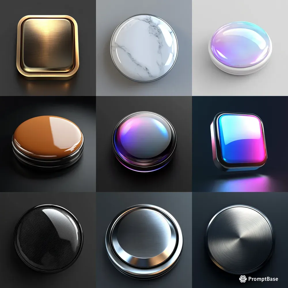 Realistic Skeuomorphic Ui Buttons Midjourney Prompt | PromptBase