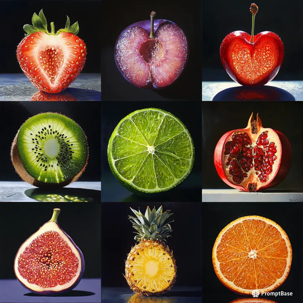 Translucent Fruit Still Life Magics Midjourney Prompt | PromptBase