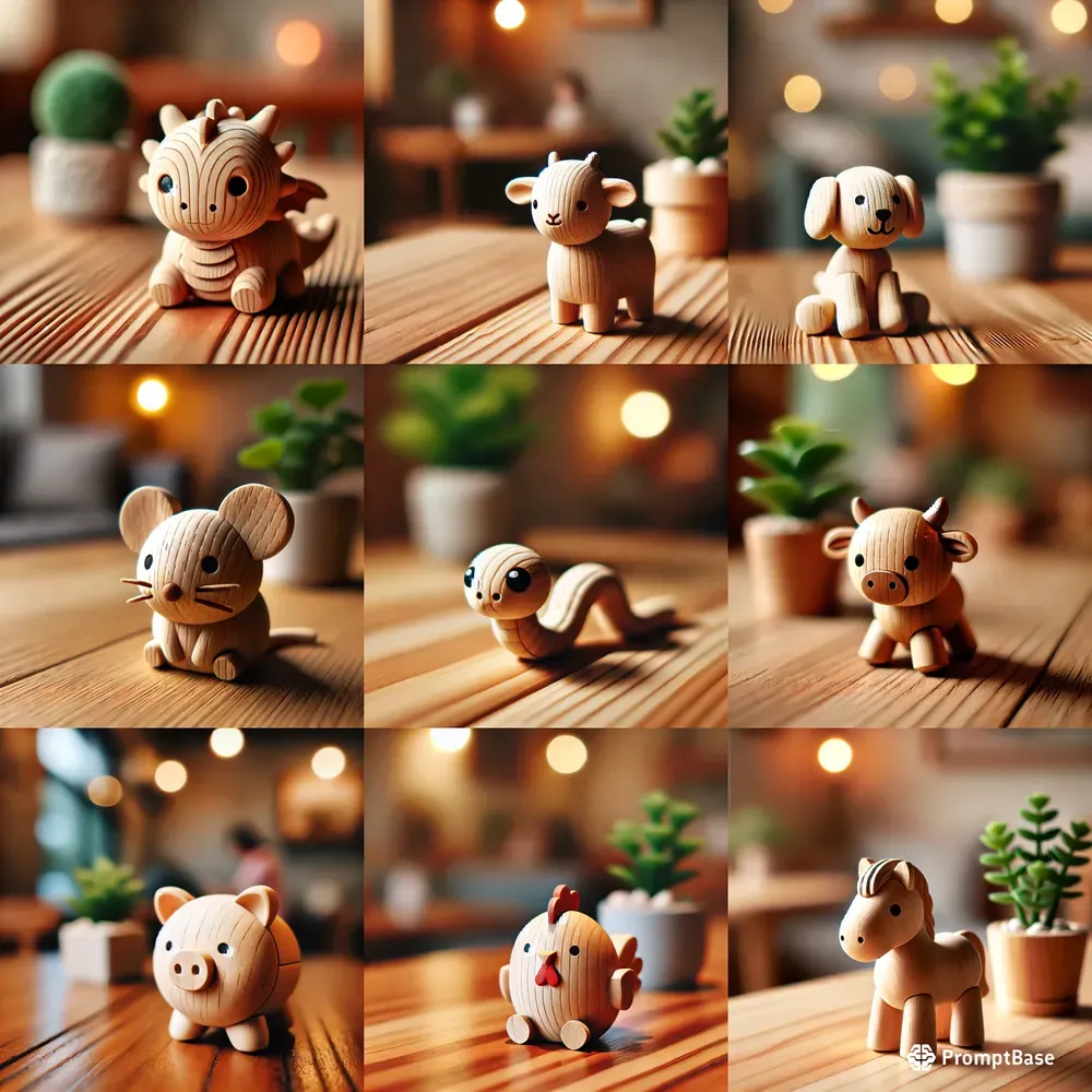 Cute Wooden Animals DALL·E Prompt | PromptBase