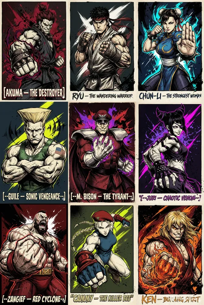 Street Fighter Gritty Comicbook Style Gemini Image Prompt | PromptBase